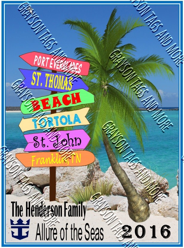 Cruise Direction Sign Post Magnet with Ports by GraysonTagsandMore