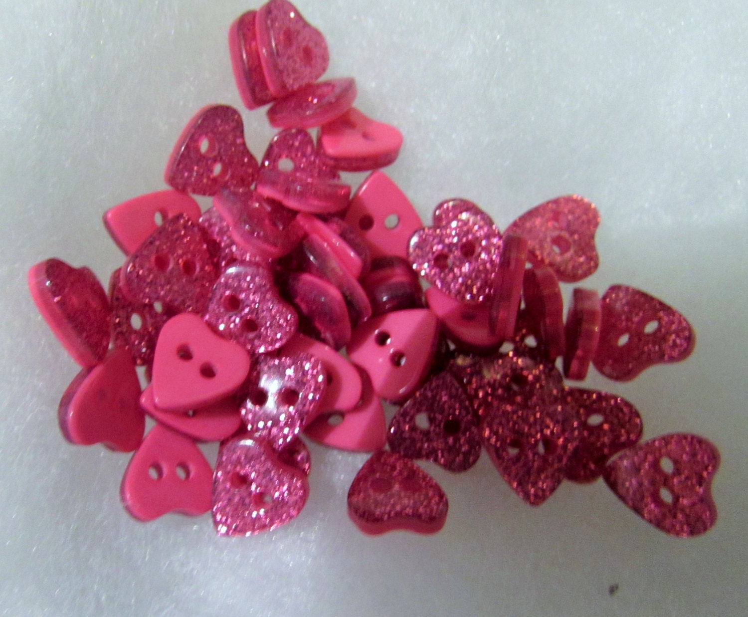 Pink Glitter Heart Buttons