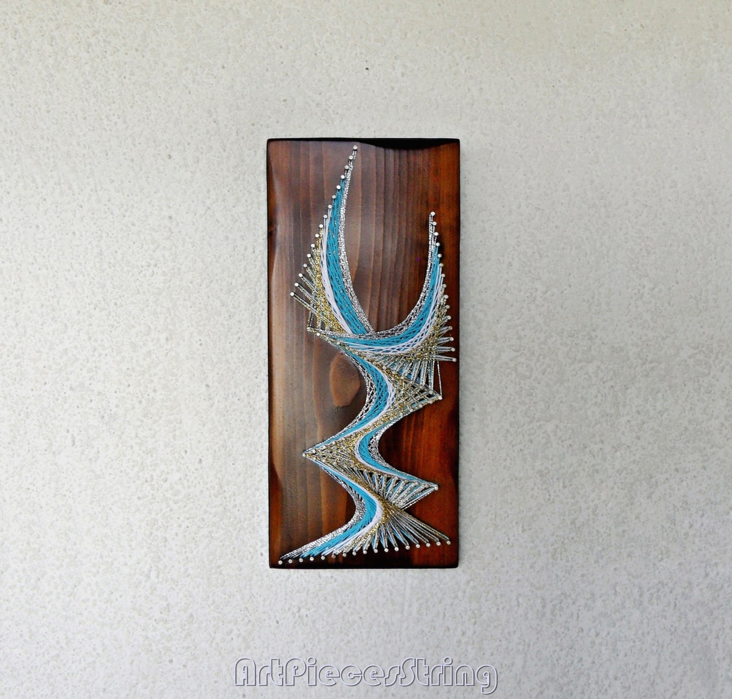 Wood woven thread wall decor wedding hanging by ArtPiecesString