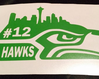 Items similar to Seattle Seahawks Vinyl Car Window Decal - 3.5"h x 7"w ...