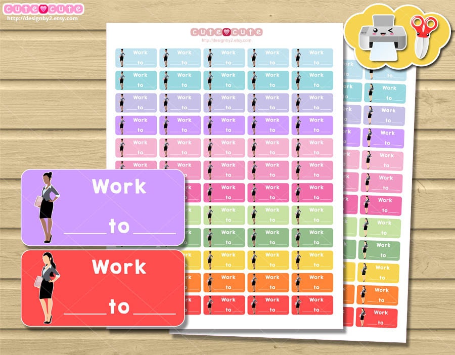 Work schedule daily tracker Printable Planner stickers for