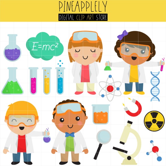 Cute Scientists School is cool Fun Science Digital Clip Art