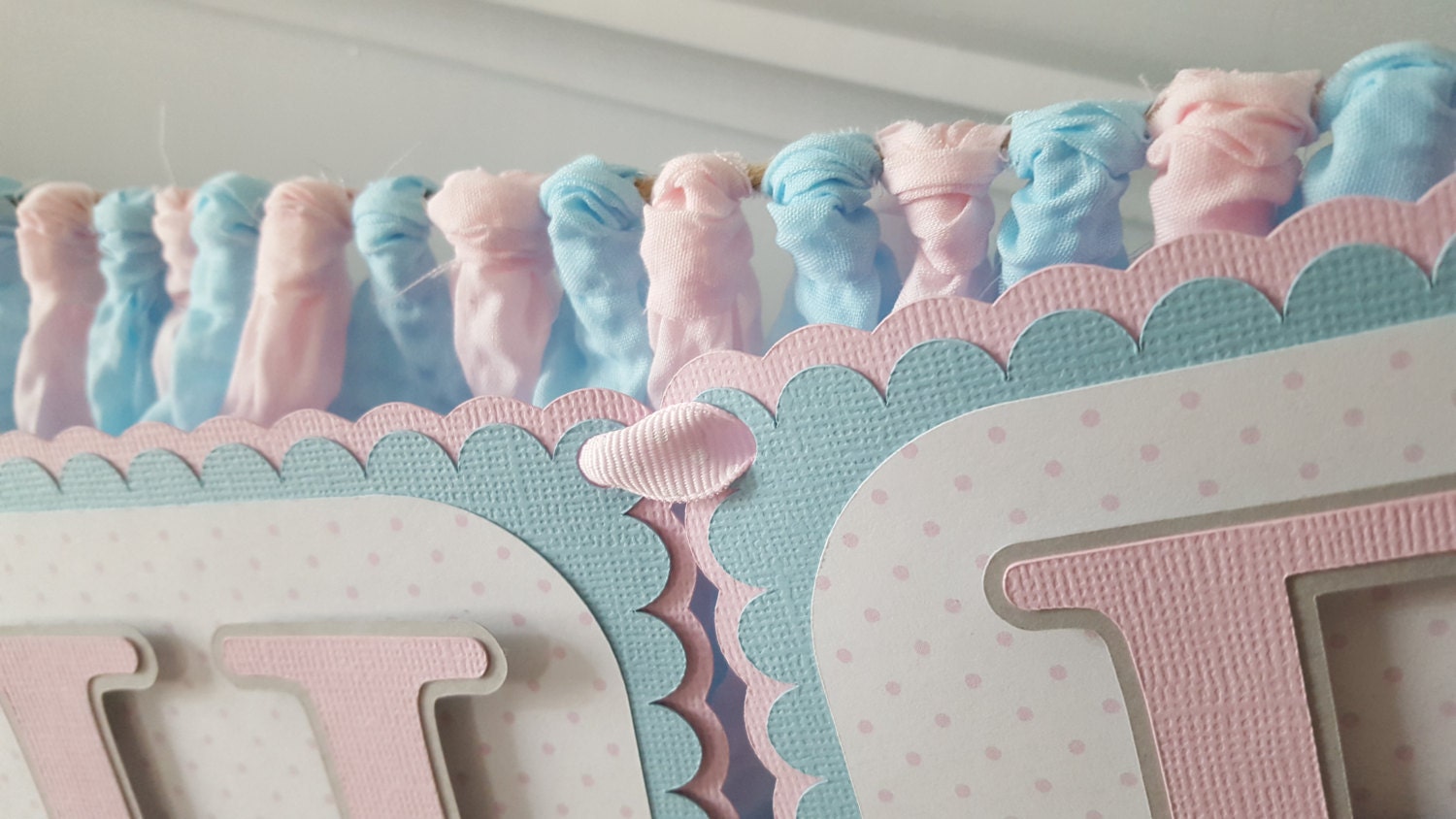 Gender Reveal Banner He Or She Banner Rag Garland Fabric