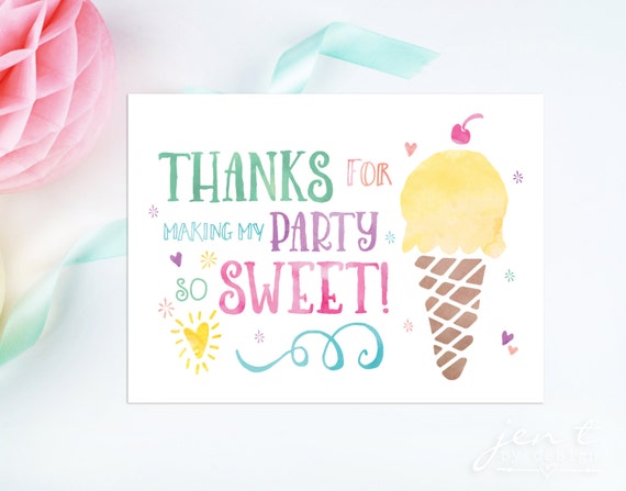 Watercolor Ice Cream Thank You Notes