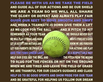 The Softball Prayer personalized Sports Softball Poem