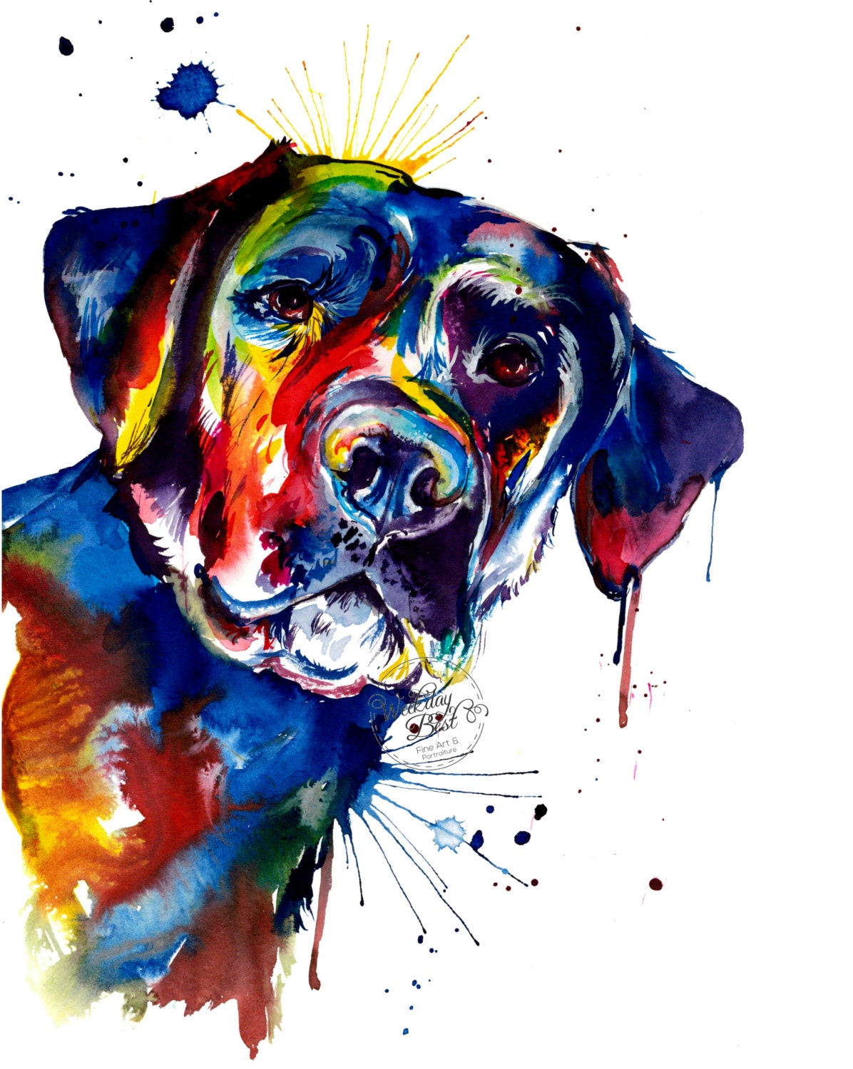 Colorful Black Lab Labrador Retriever Art Print Print of my