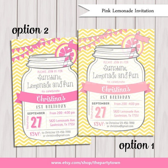 Pink Lemonade Invitation Printable Lemonade Stand Birthday