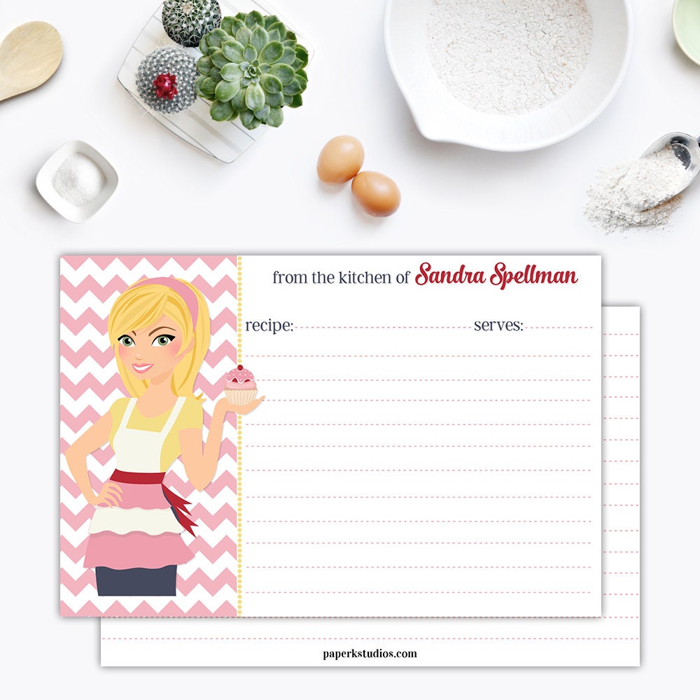 Personalized recipe cards set of 25 double sided by PaperKStudios