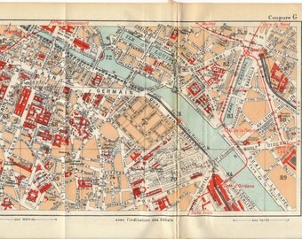 Vintage paris map | Etsy