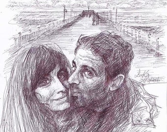 Husband wife sketch | Etsy