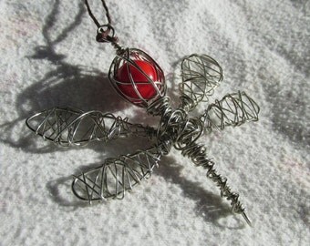 Items similar to Wire Wrapped Dragonfly Necklace on Etsy