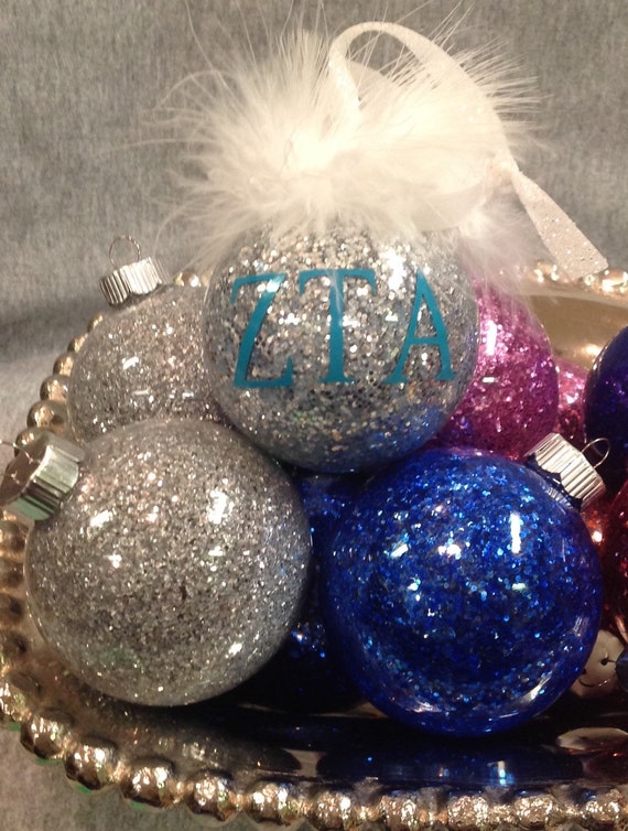 Zeta Tau Alpha glittered sorority ornament by unameitpersonalized