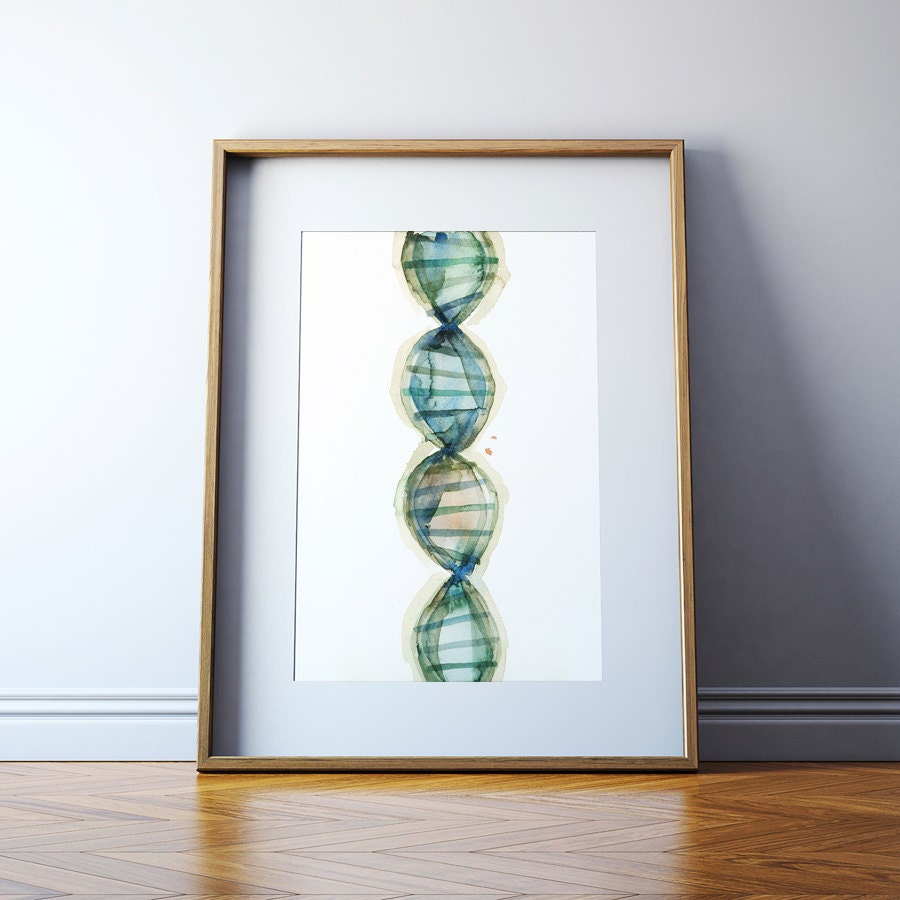 DNA Watercolor Print Genetics Watercolor Art Print Set