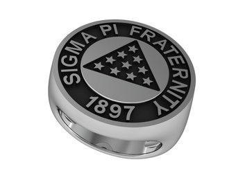 Kappa Sigma Sterling Silver Ring with Raised Crest and Red