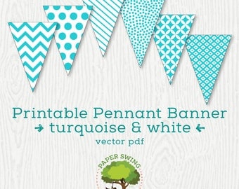 Silver Pink White Pennant Flag Banner / SIlver Pink White