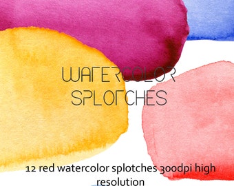 16 Blue Watercolor Splotches Splatters and Brush Strokes