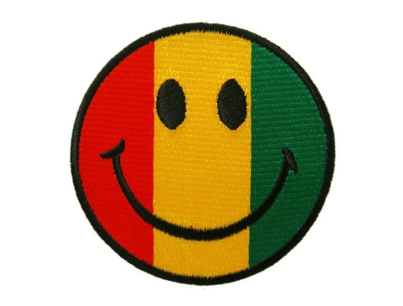 Smile Smiley Flag of Judah Reggae Rasta Ganja Embroidered
