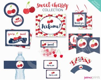 Sweet Cherry Cupcake Wrappers Birthday Printable Cupcake