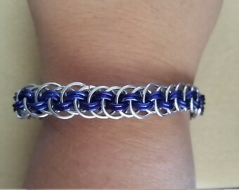 Items similar to Viking knit and box weave chain maille bracelet ...