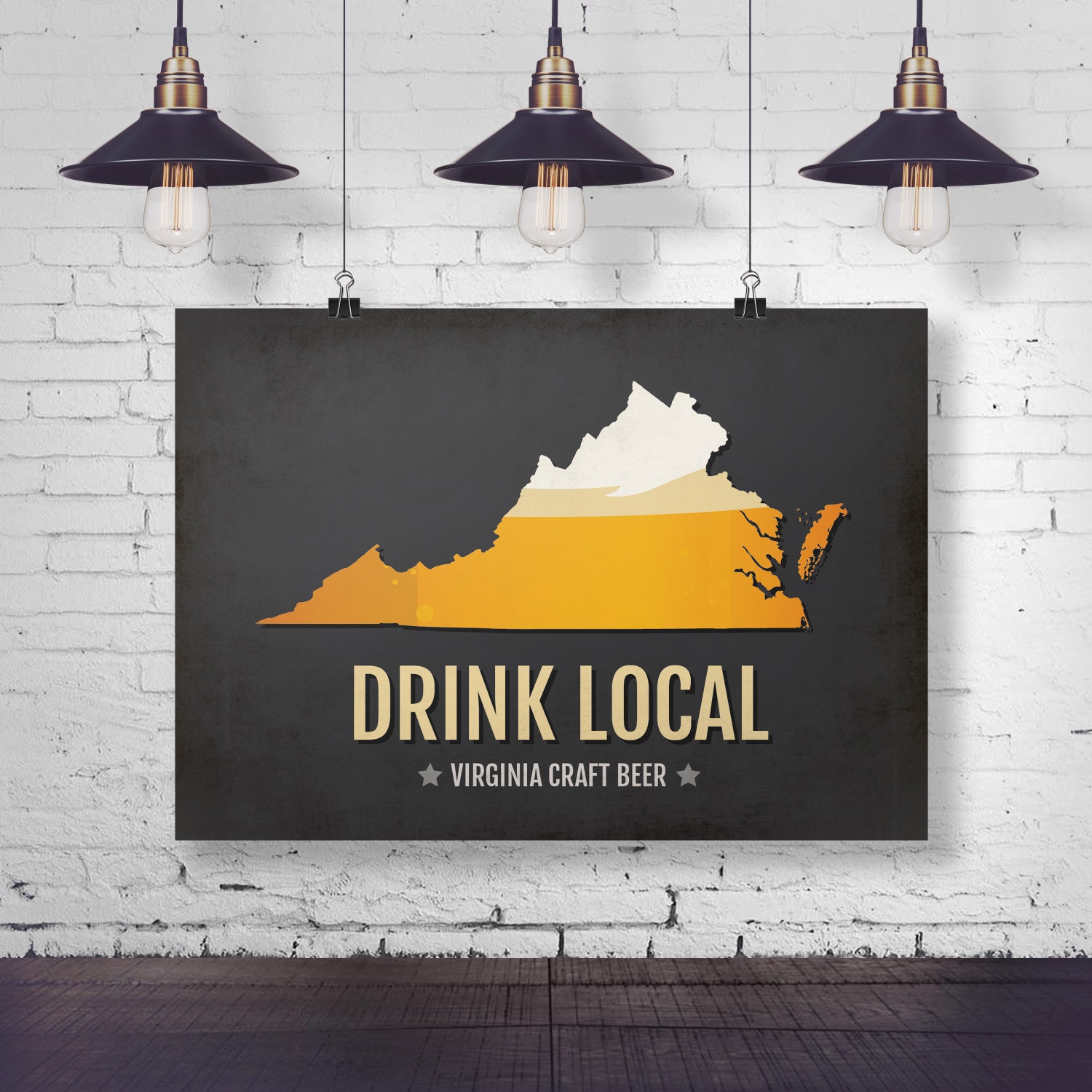 Virginia Beer Print Map VA Drink Local Craft Beer Sign