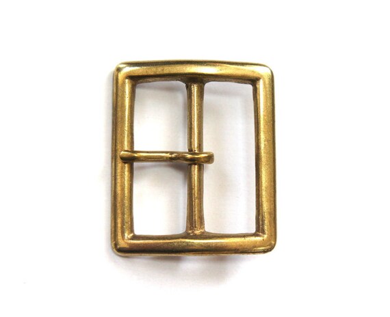 Brass Rectangle Buckle Solid Single Double Prong Garrison
