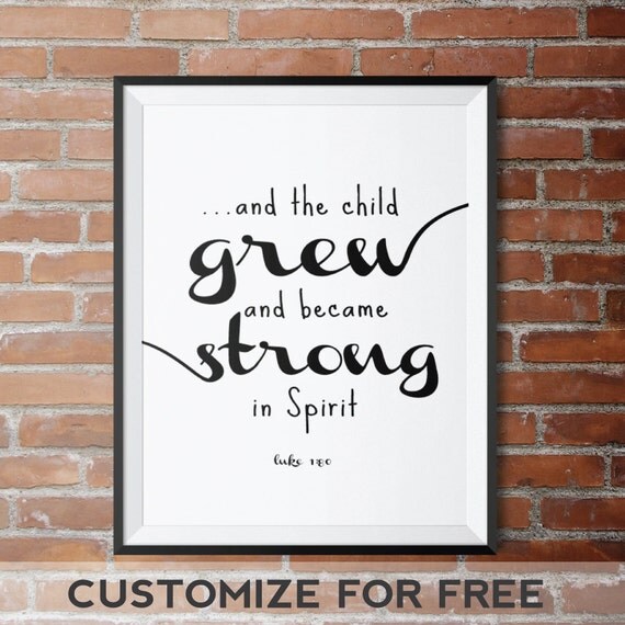 Luke 1:80 Choose Your Colors Free Baby Boy Nursery Nursery