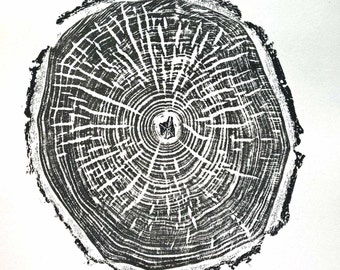 Tree Ring Print Original Handmade Print of Birch