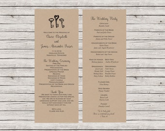 RUSTIC wedding program Barn Country wedding program