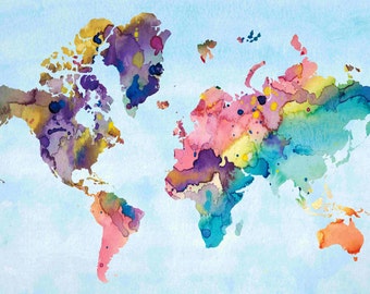 Modern world map | Etsy