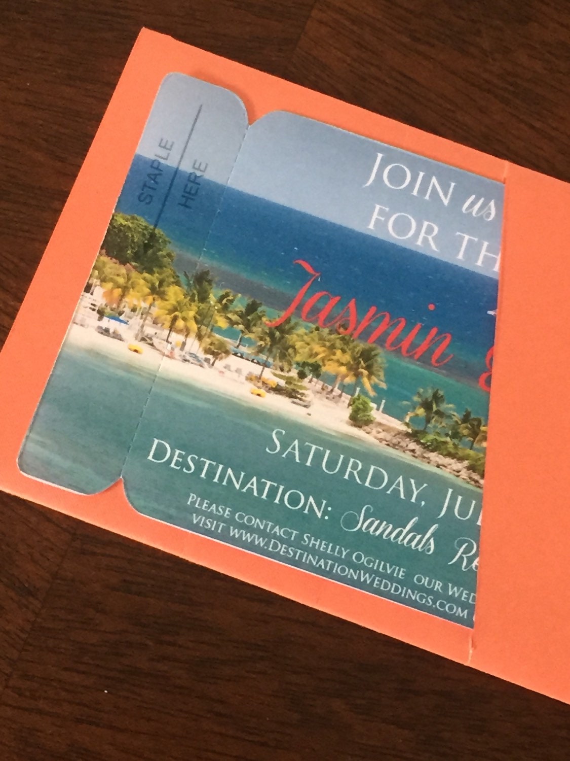 Jamaica wedding invitation. Boarding Pass Save by TheStylishScribe