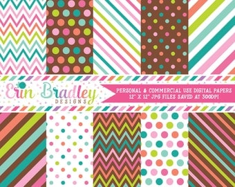 Yellow Aqua & Gray Printable Digital Paper by ErinBradleyDesigns