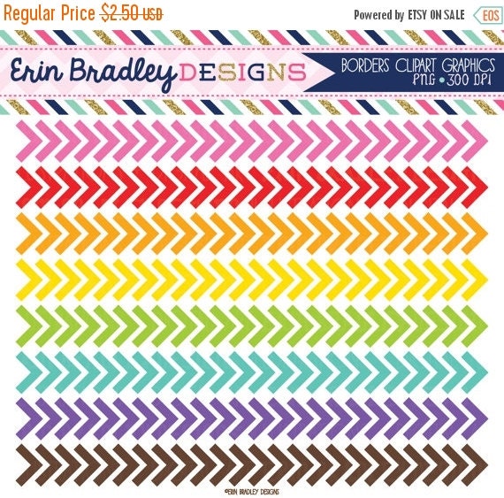 SALE Chevron Borders Clipart Graphics by ErinBradleyDesigns