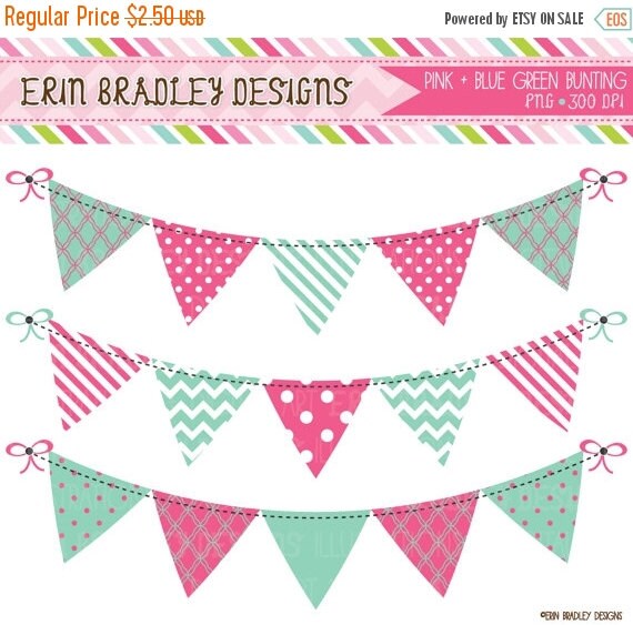 SALE Clipart Banners Bunting Graphics by ErinBradleyDesigns