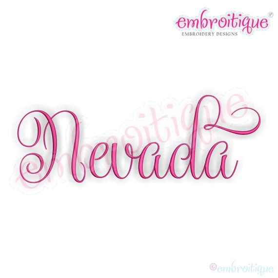 Embroitique Nevada Calligraphy Fancy Script USA United States