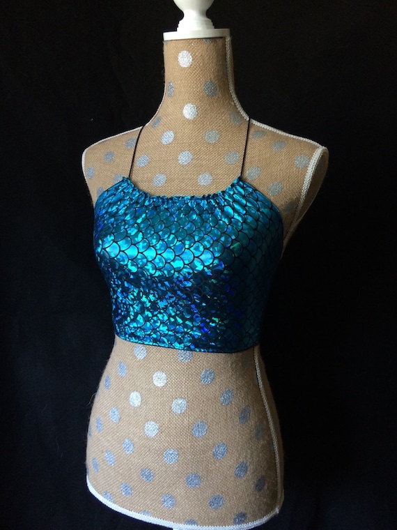 Blue Mermaid Rave Top With Corset Back by kimi76 on Etsy