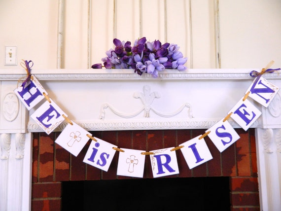 Items similar to Easter Decoration- HE is RISEN Banner- Religious ...