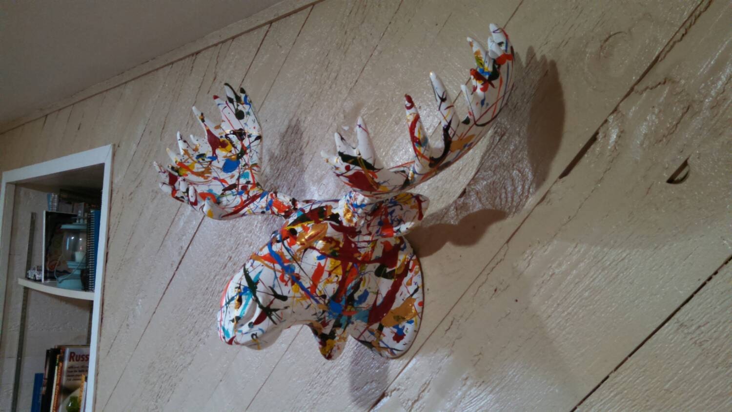 Abstract Expressionist Moose Head Custom Painted Animal