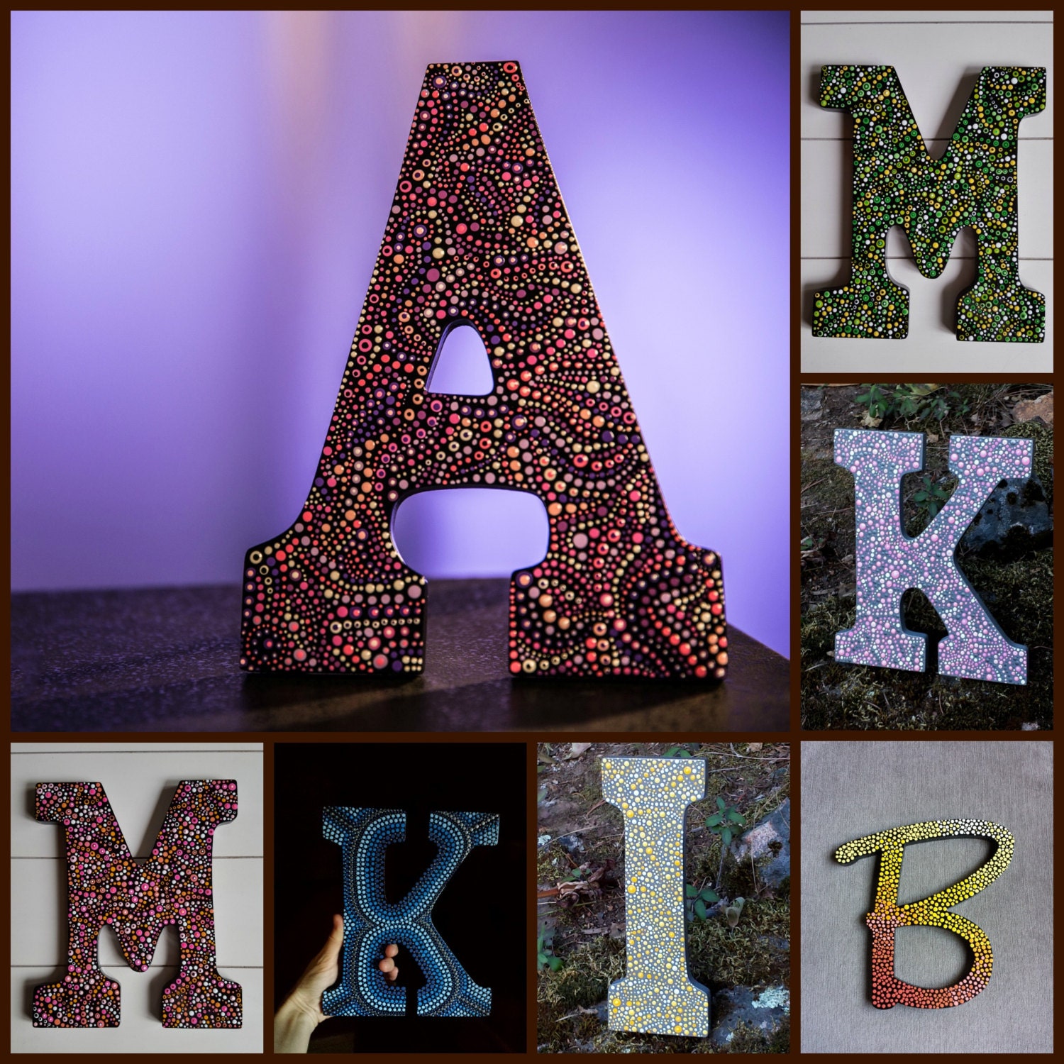 Custom Aboriginal Dot Art Painted Letter Unique Home Decor