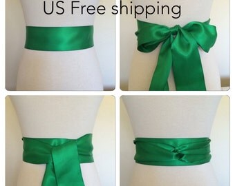 Emerald green sash | Etsy
