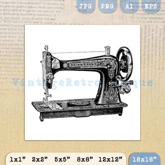 Printable Sewing Machine Digital Image by VintageRetroAntique