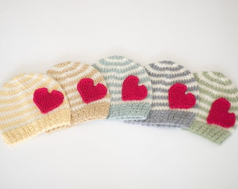 Heart knit hat | Etsy