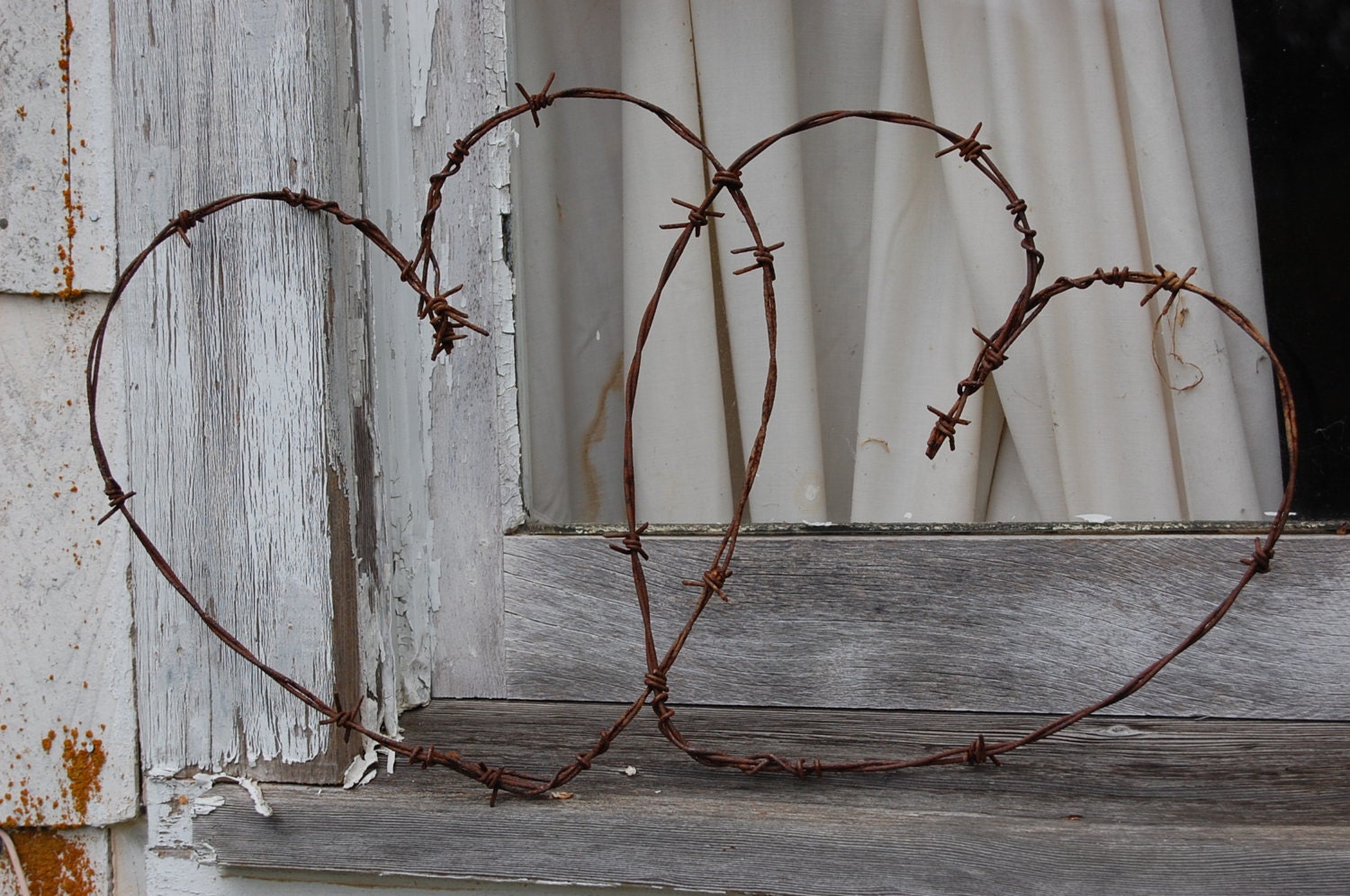 Entwined Barbed Wire Hearts Wedding Hearts Rustic Home