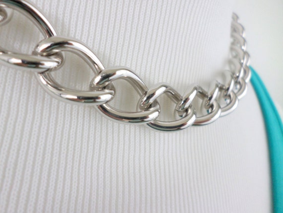 Monet Silver Chain Necklace Wide Chain Shiny Silver Open Link