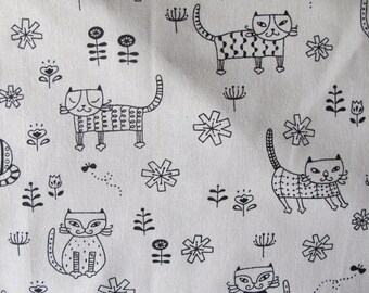 Cat print fabric | Etsy