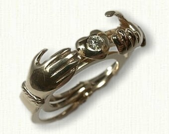 Sterling Silver Gimmel Ring with 14kt Rose Gold Heart