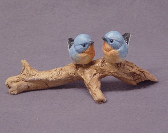 Handmade Ceramic Birds on a Branch Bird sculpture Bird