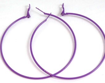 Purple hoop earrings | Etsy