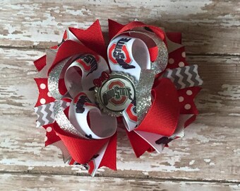 Ohio state hair bow | Etsy