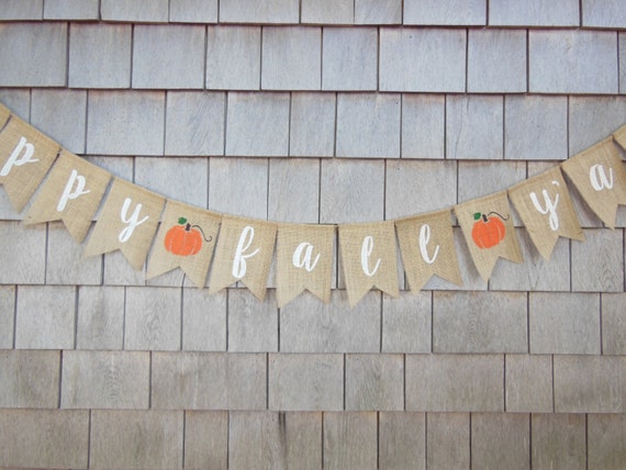 Happy Fall Y'all Burlap Banner Happy Fall Yall Bunting