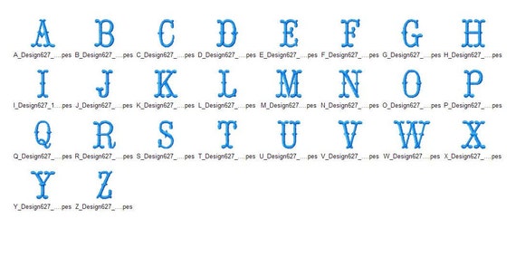 FISHTAIL FONT Embroidery Font Design 1 1.5 and 2 by FabricModern